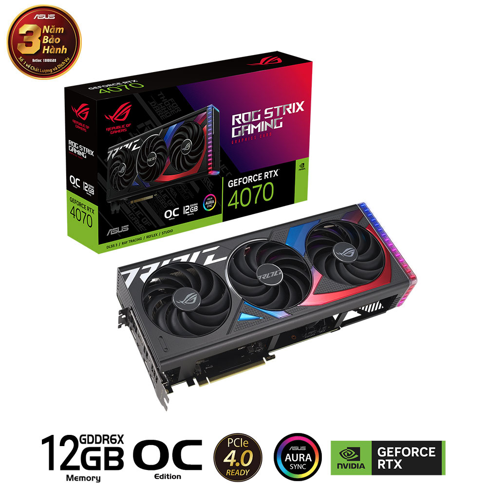 VGA ASUS ROG Strix GeForce RTX 4070 12GB GDDR6X OC Edition | Hà Linh Computer